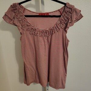 Elle | Tops | Elle Womens Top Striped Stripes Scoop Neck Ruffle Sleeves ...